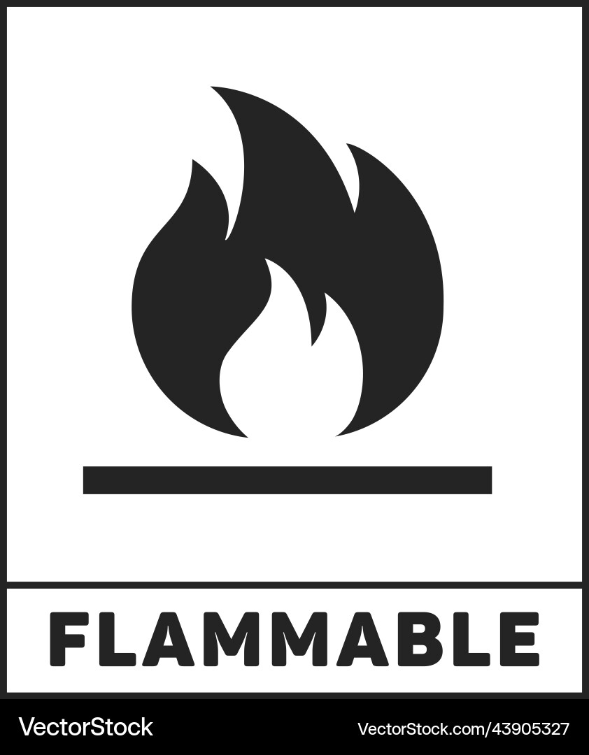 Flammable sticker black fire sign danger symbol Vector Image
