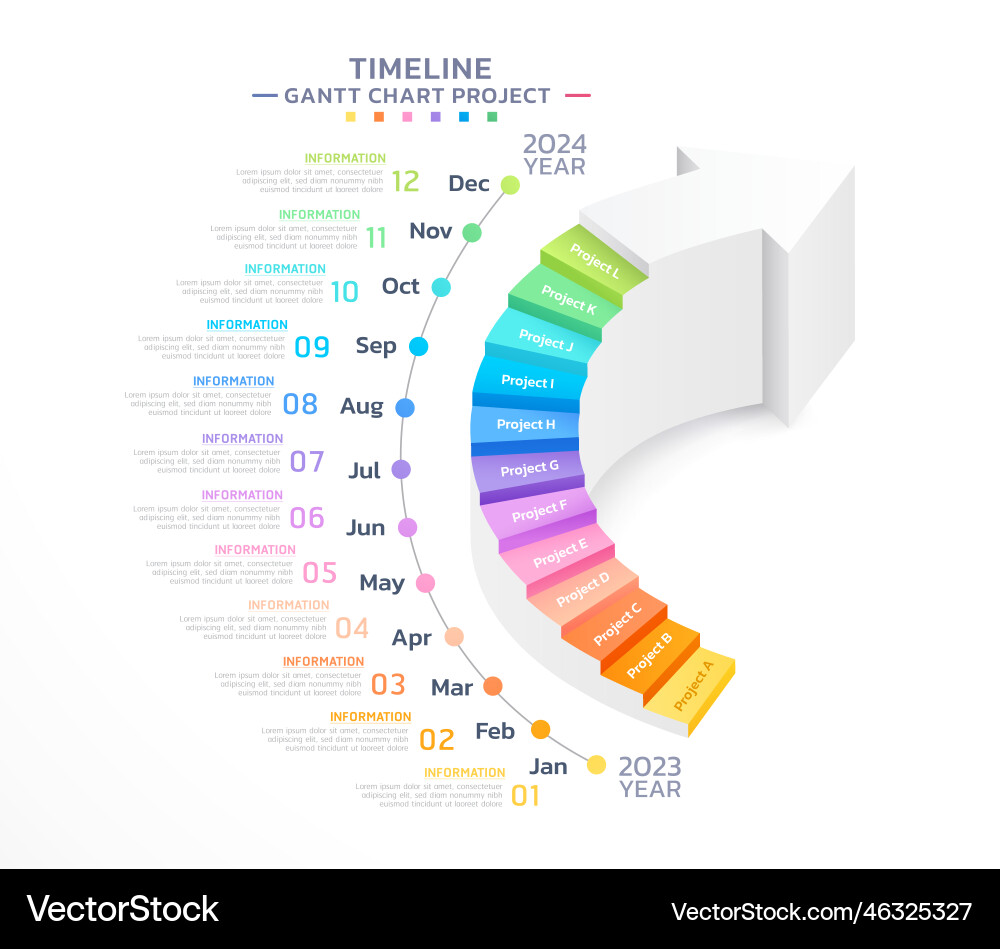 Gantt chart project management stair arrow Vector Image