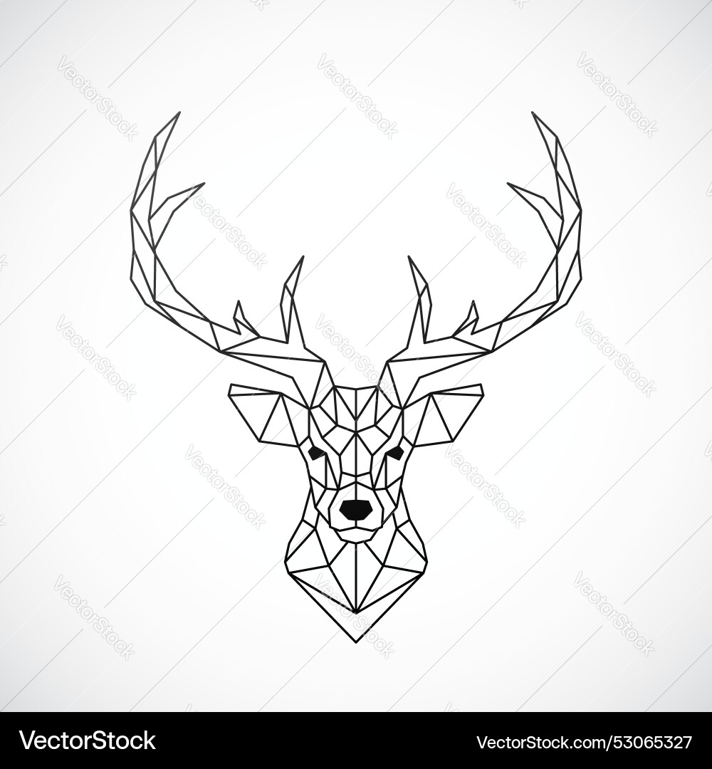 Geometric deer head black lines on white modern Vector Image