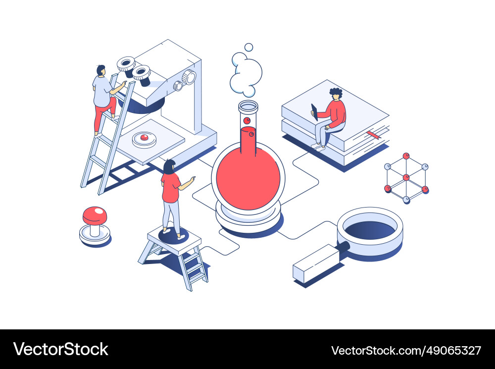 Science laboratory concept in 3d isometric design Vector Image