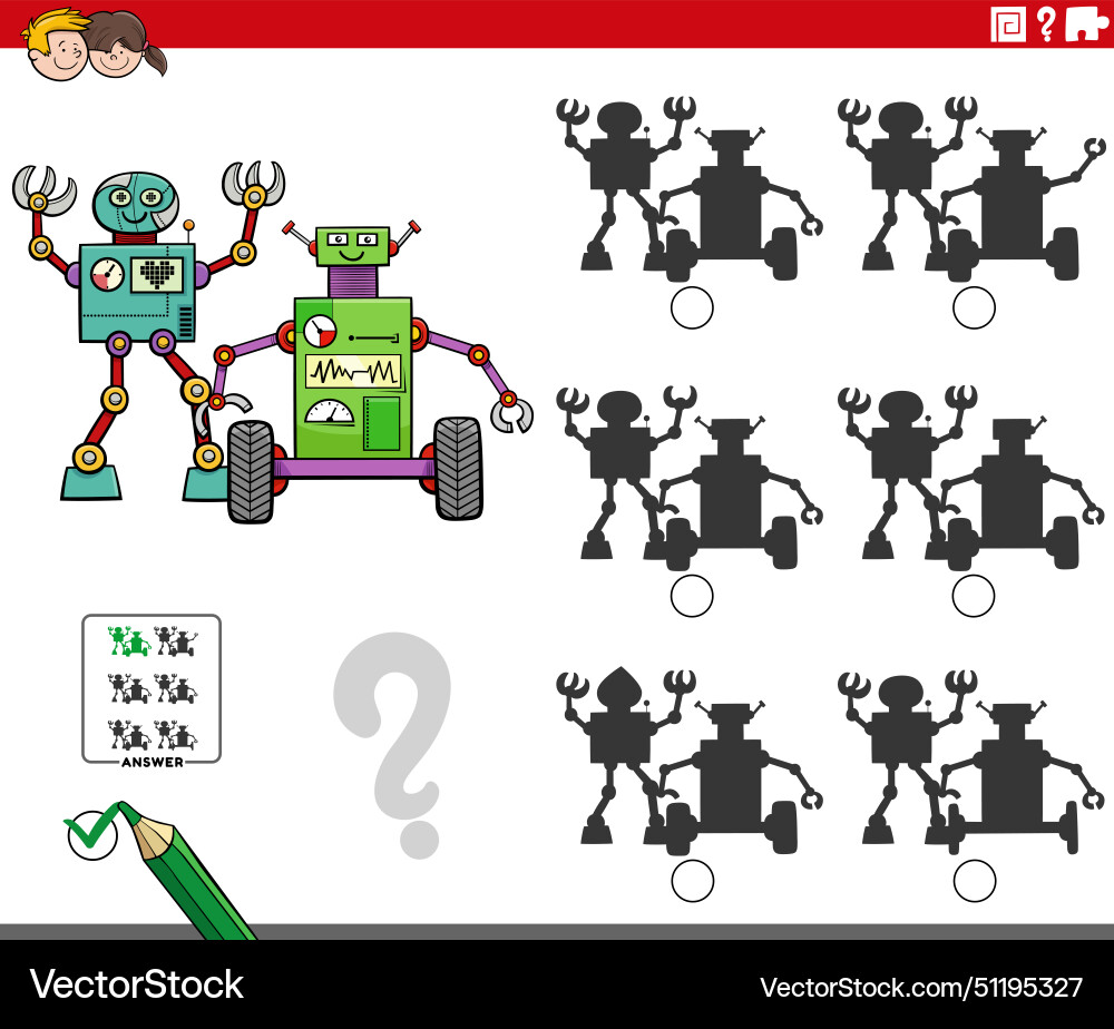 Shadow activity with cartoon robots characters Vector Image
