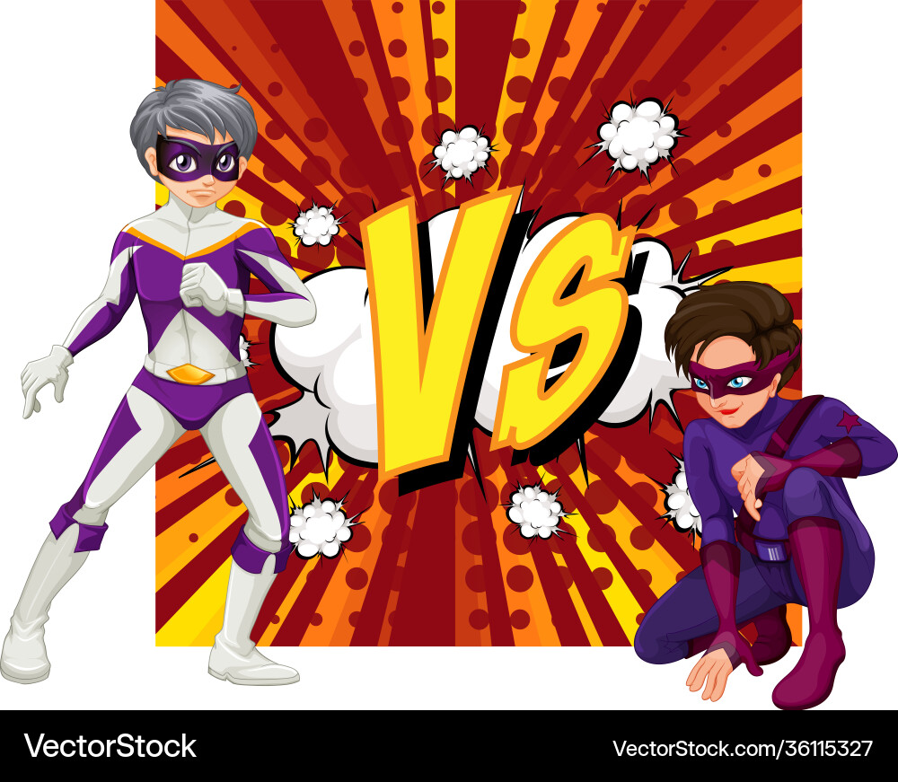 Zwei Superhelden kämpfen sich gegenseitig Vektorbild