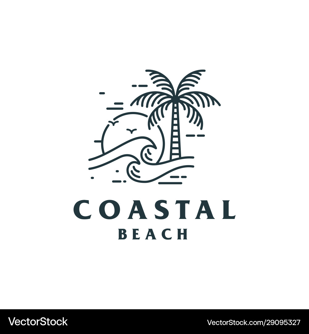 Vintage coastal beach logo design Royalty Free Vector Image