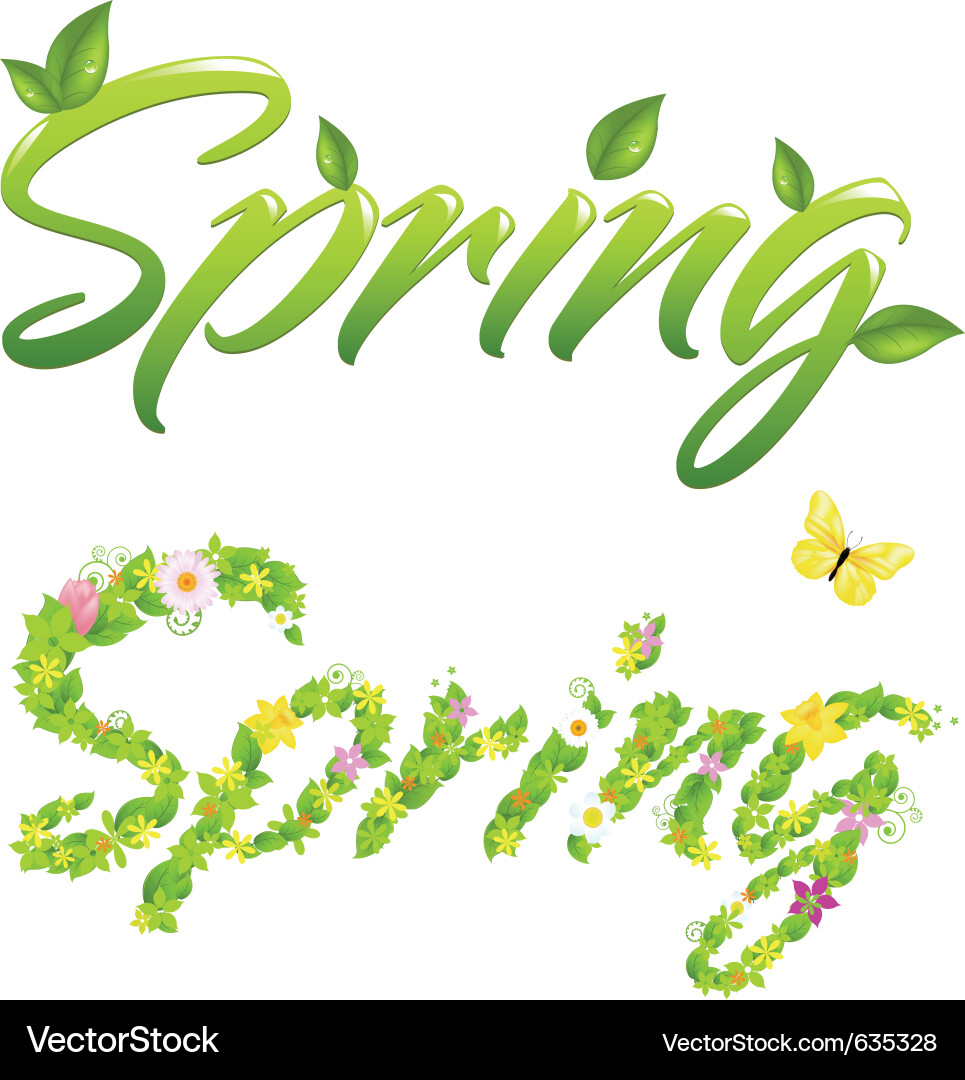 2 spring words Royalty Free Vector Image - VectorStock