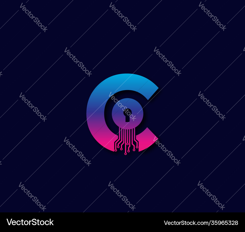 C cyber security technology logo design concept Vector Image