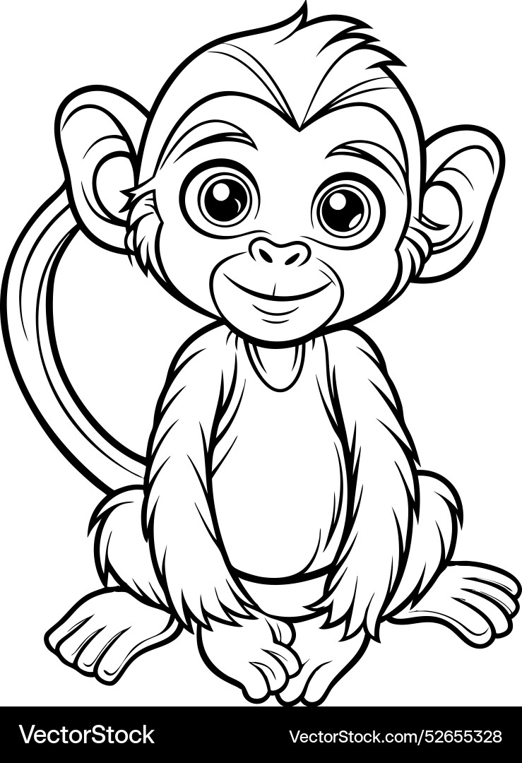 Cute monkey coloring page Royalty Free Vector Image