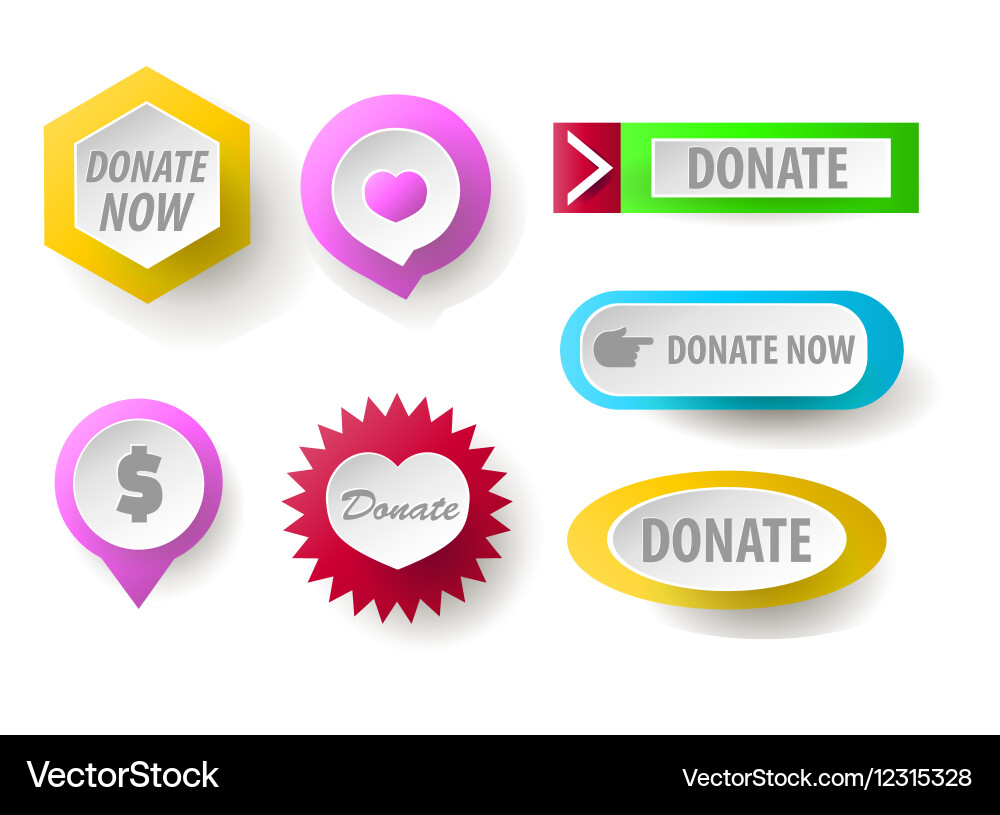 Donate button collection set web buttons Vector Image