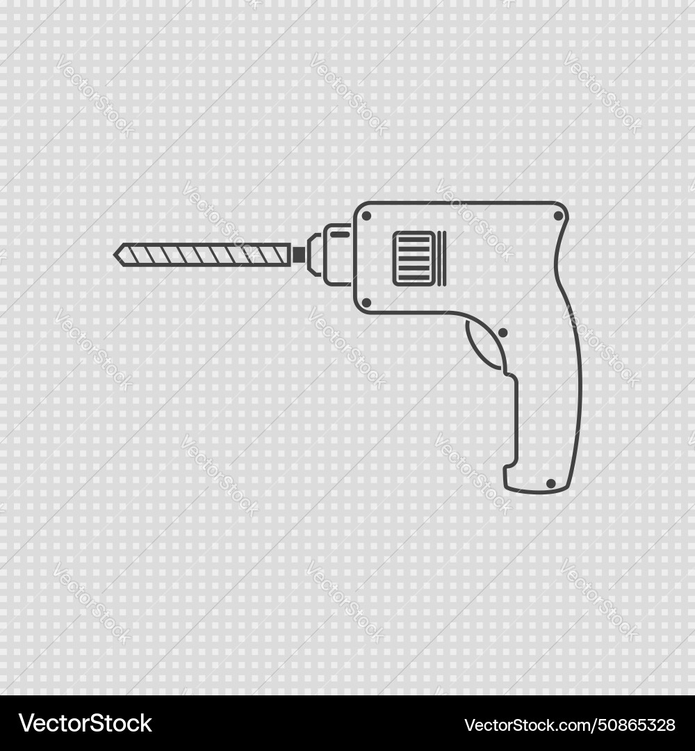 Electric hand drill sketch drawing with bit Vector Image