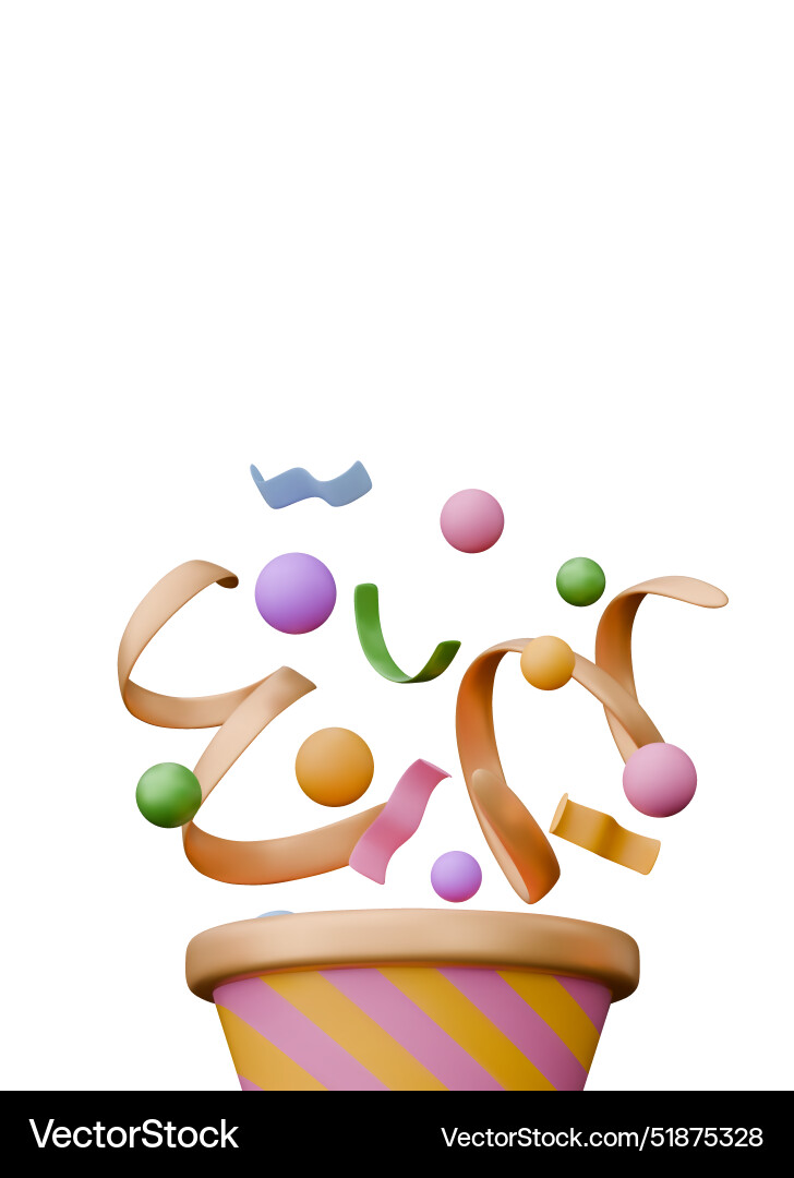 Firecracker explosion with confetti and streamer Vector Image