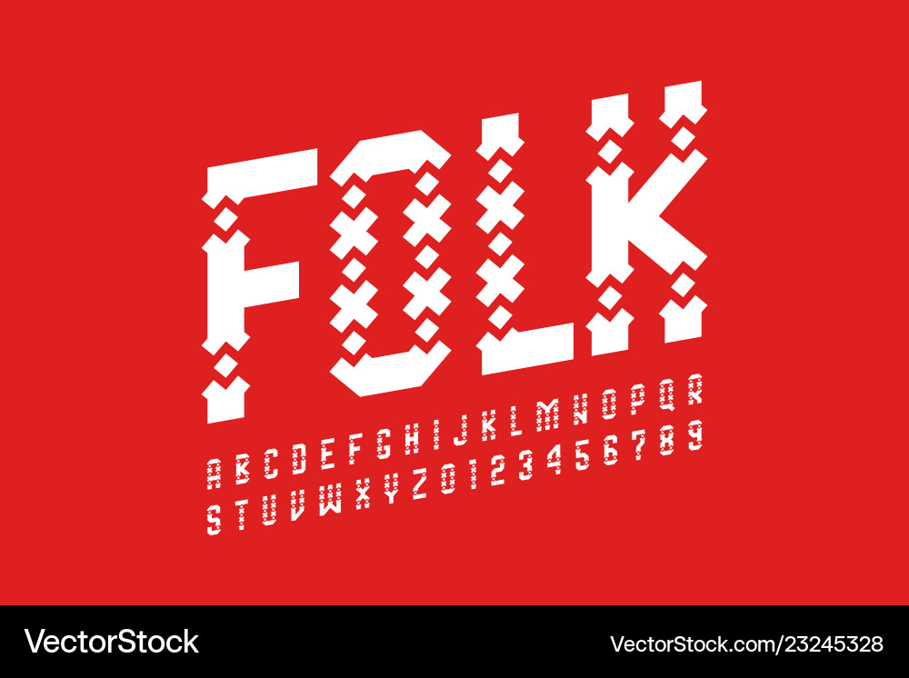 Folk style font design alphabet letters Royalty Free Vector