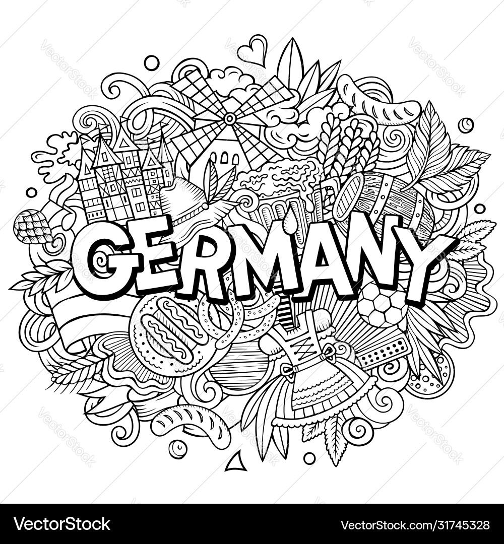 Germany hand drawn cartoon doodles Royalty Free Vector Image