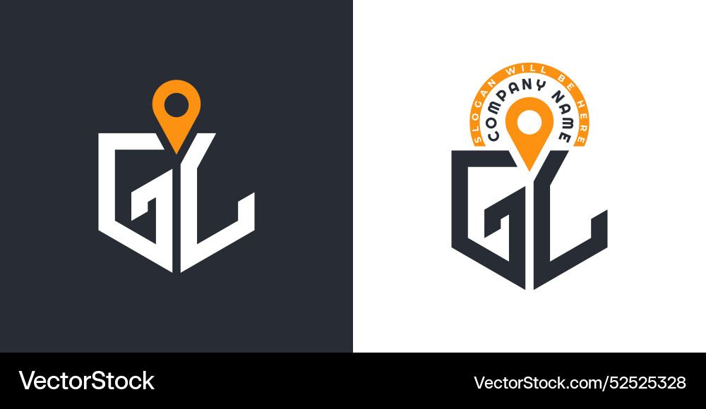 Gl location logo bundle letter dual icons Vector Image