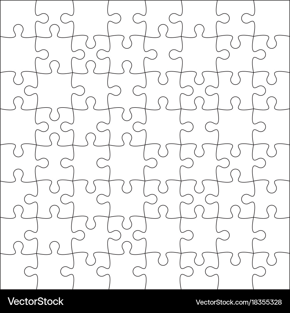 Jigsaw Puzzle Template - 64 Pieces Royalty Free Vector Image