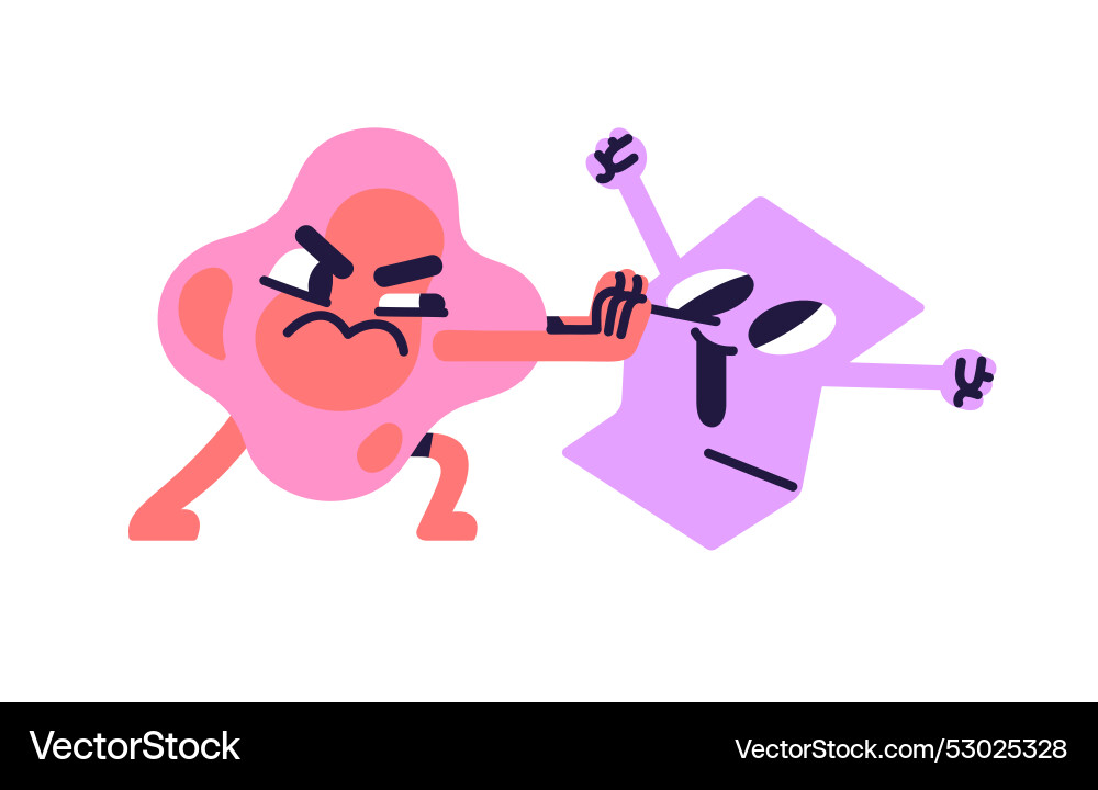 Negative emotion pushes happy geometric shape Vector Image
