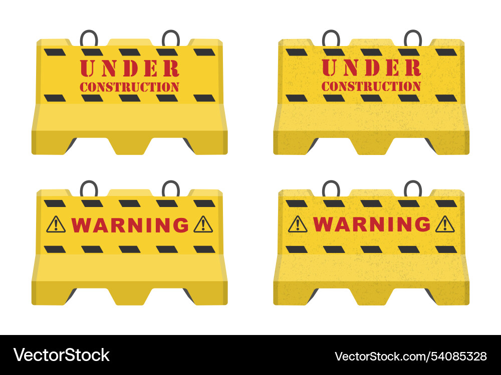Realistic concrete road barrier icon symbol set Vector Image