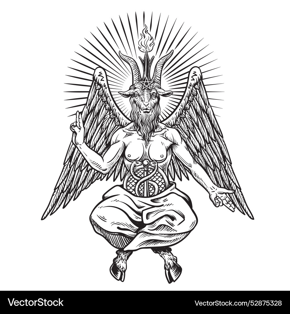Satan goat baphomet 2 Royalty Free Vector Image