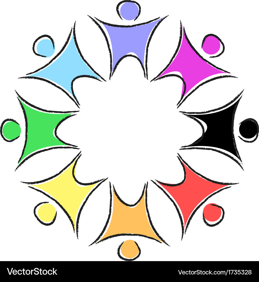 Silhouette of people in circle Royalty Free Vector Image