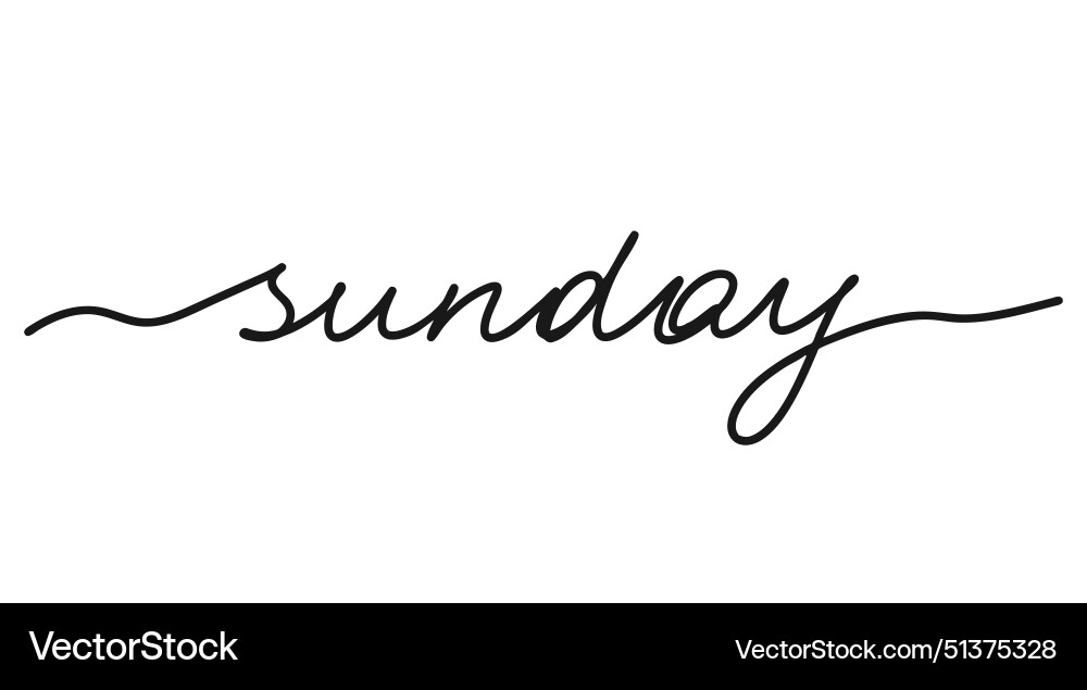 Sunday black hand drawn continuous line word day Vector Image