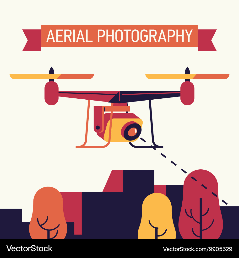 Aerial photography with a drone Royalty Free Vector Image