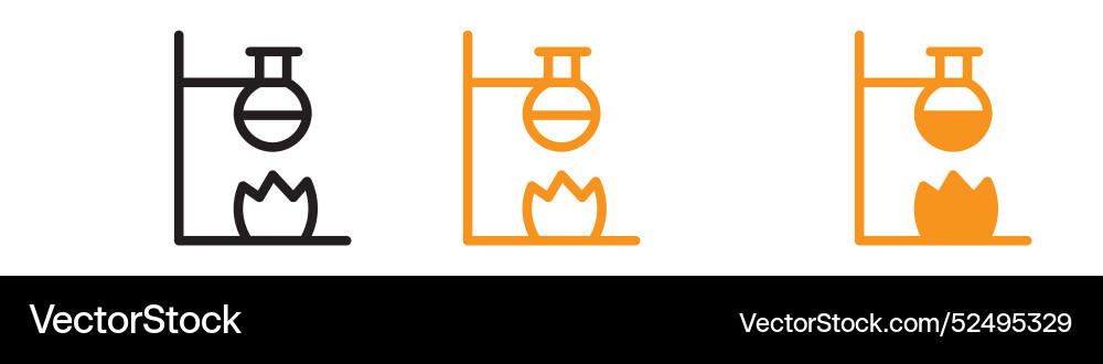 Burner boiling chemical icon set laboratory Vector Image