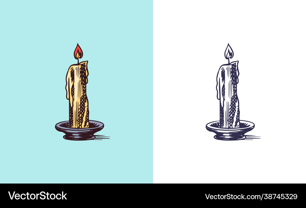 Candle and ignitable wick embedded in wax Vector Image
