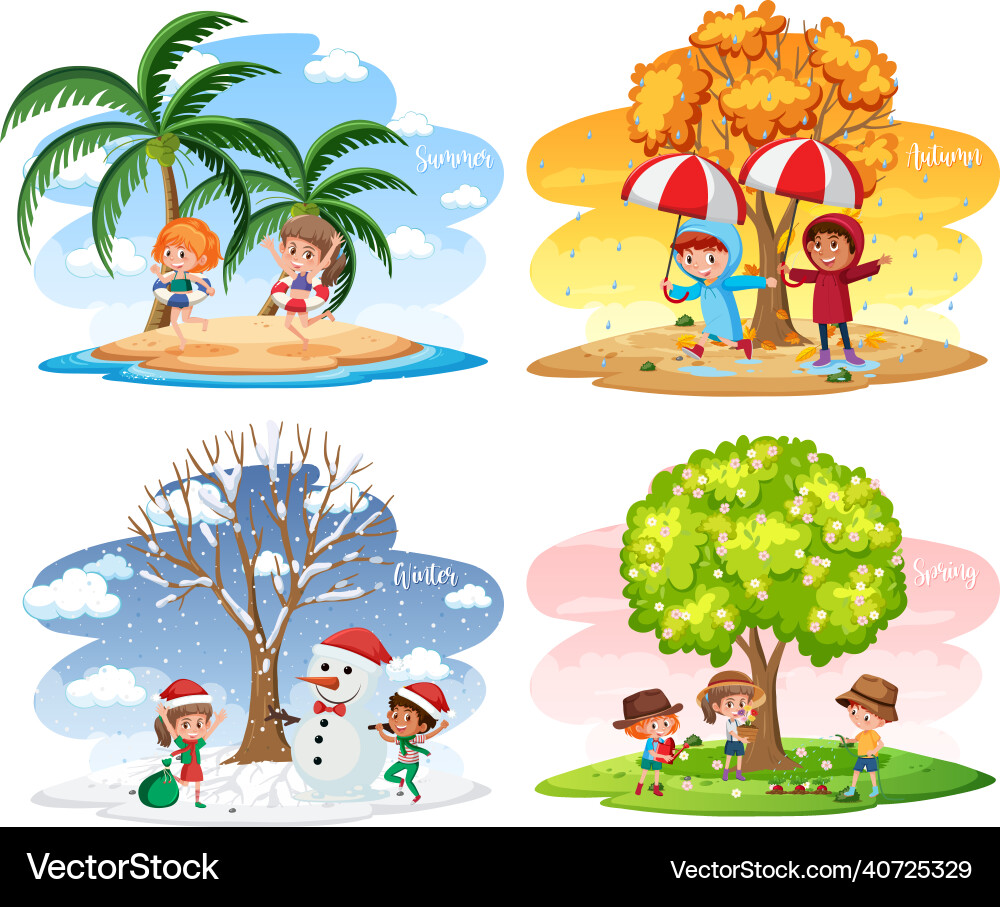 Four Seasons Of The Year Clip Art Four Seasons Tree PNG Transparent