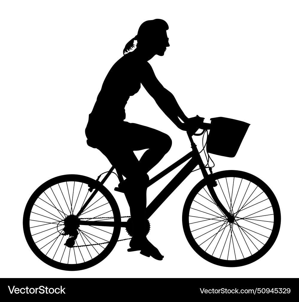 Girl riding bicycle silhouette Royalty Free Vector Image