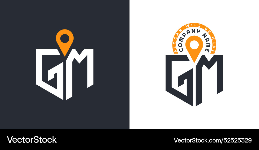 Gm location logo bundle letter dual icons Vector Image