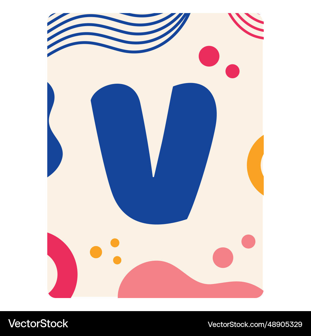 Letter v flashcard Royalty Free Vector Image - VectorStock