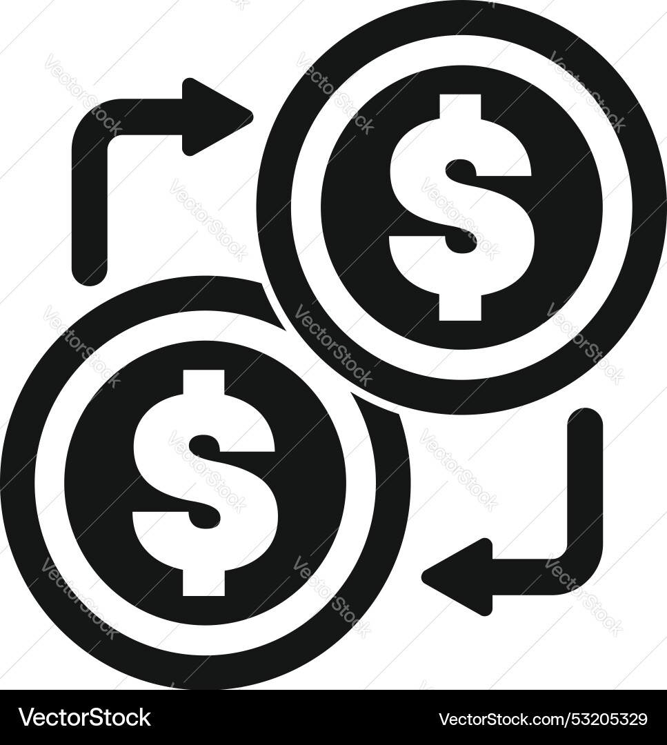 Money exchange concept with two dollar coins Vector Image