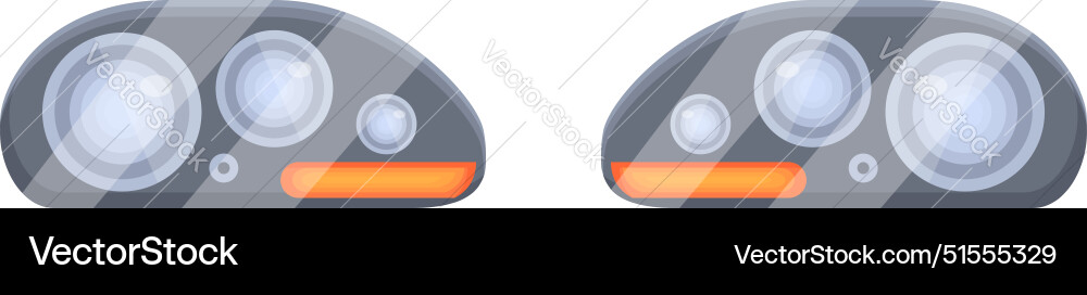 Pair of modern car headlights with reflectors Vector Image