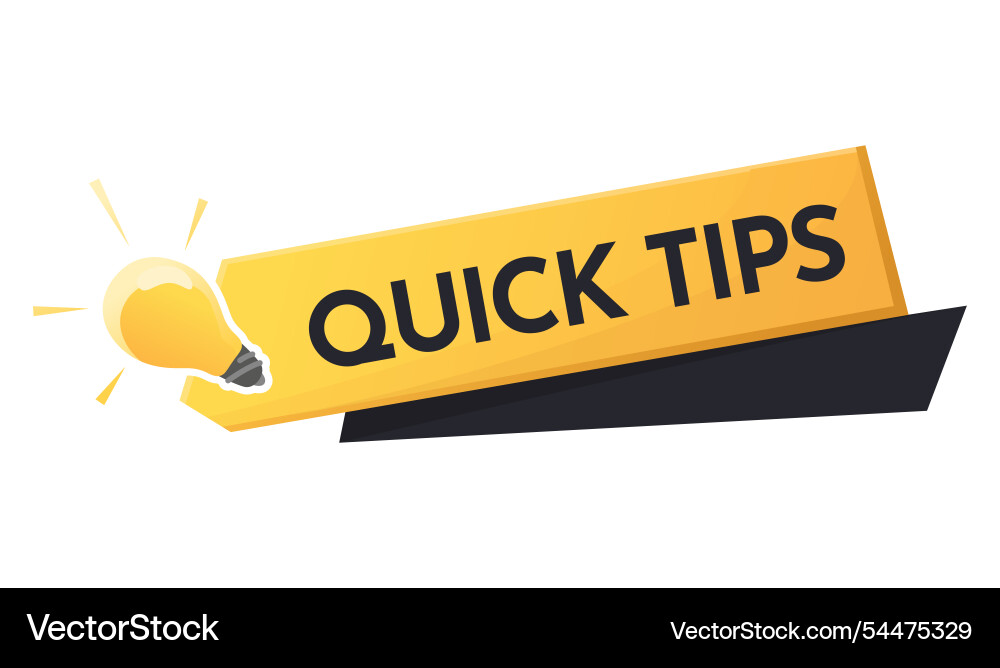 Quick tips icon or symbol with black and yellow Vector Image
