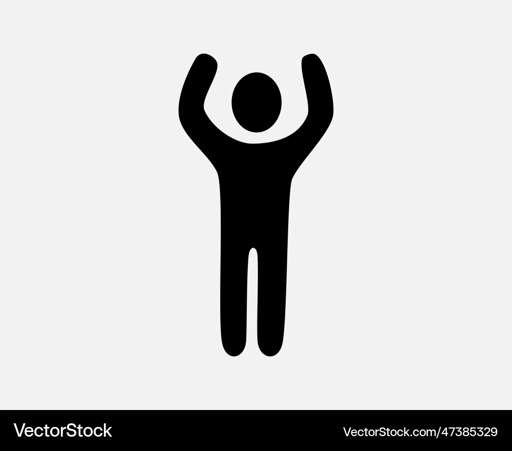 Stick figure raise hand icon Royalty Free Vector Image