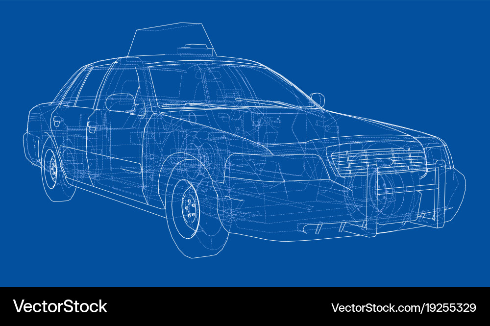 Taxi outline drawing Royalty Free Vector Image