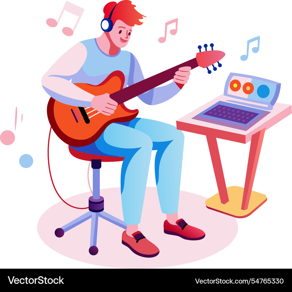 A flat of music production Royalty Free Vector Image