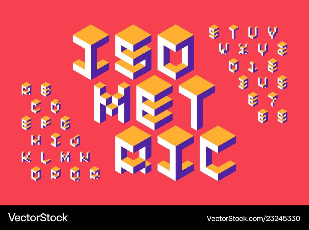 Isometric 3d font three-dimensional alphabet Vector Image
