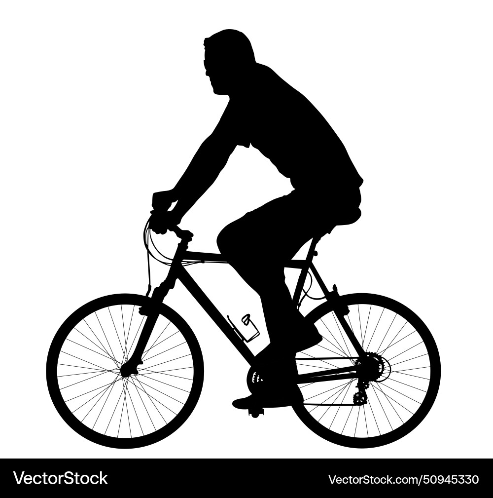 Man bicyclist riding bicycle silhouette Royalty Free Vector