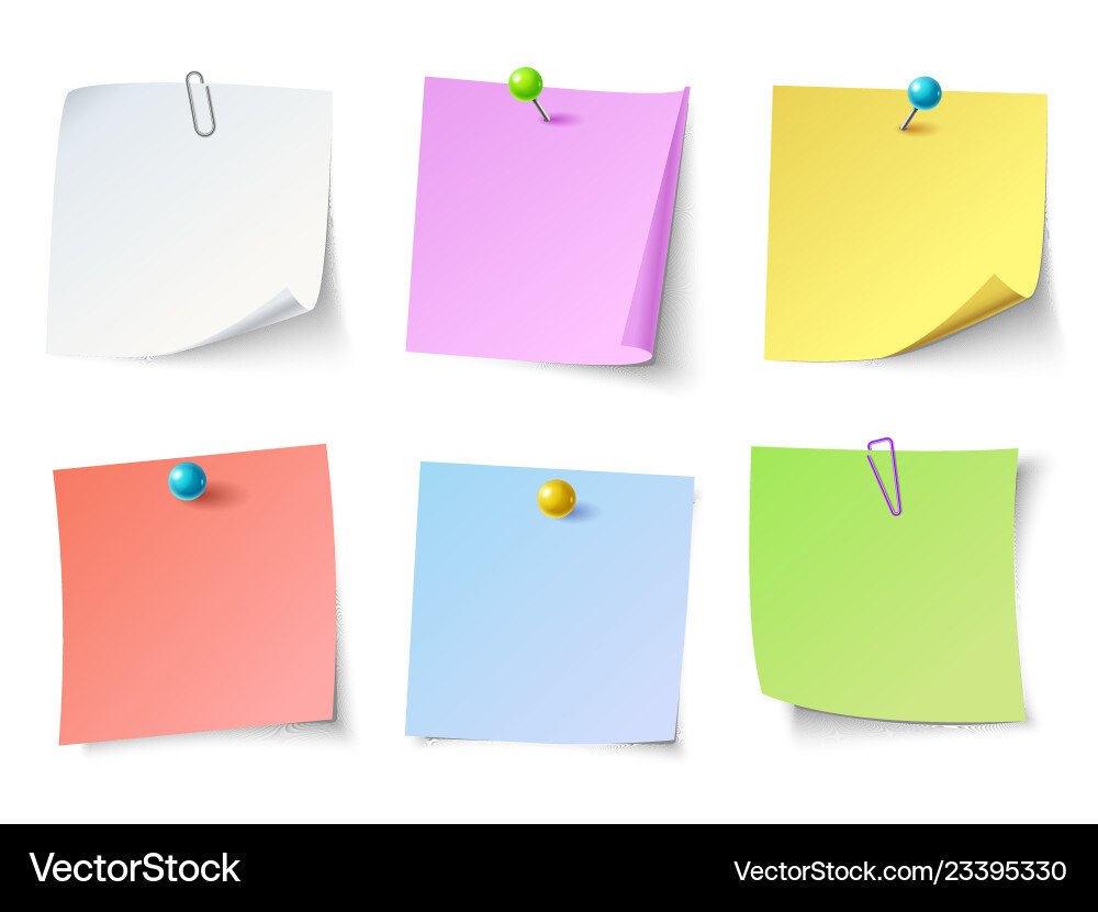 Papier Notizen Top View Notiz Aufkleber Set Vektorbild