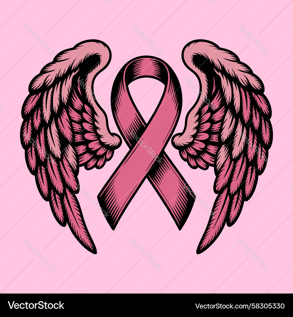 Pink Ribbon Angel Wings Royalty Free Vector Image