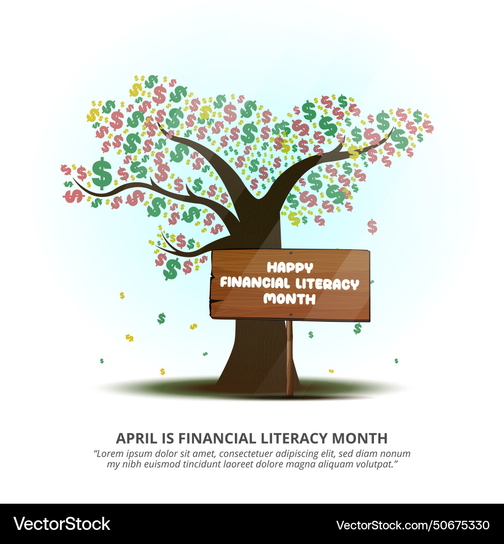 Square financial literacy month background Vector Image
