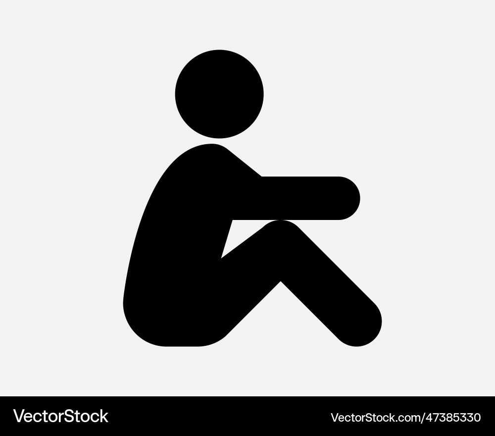 Stick figure sitting icon Royalty Free Vector Image