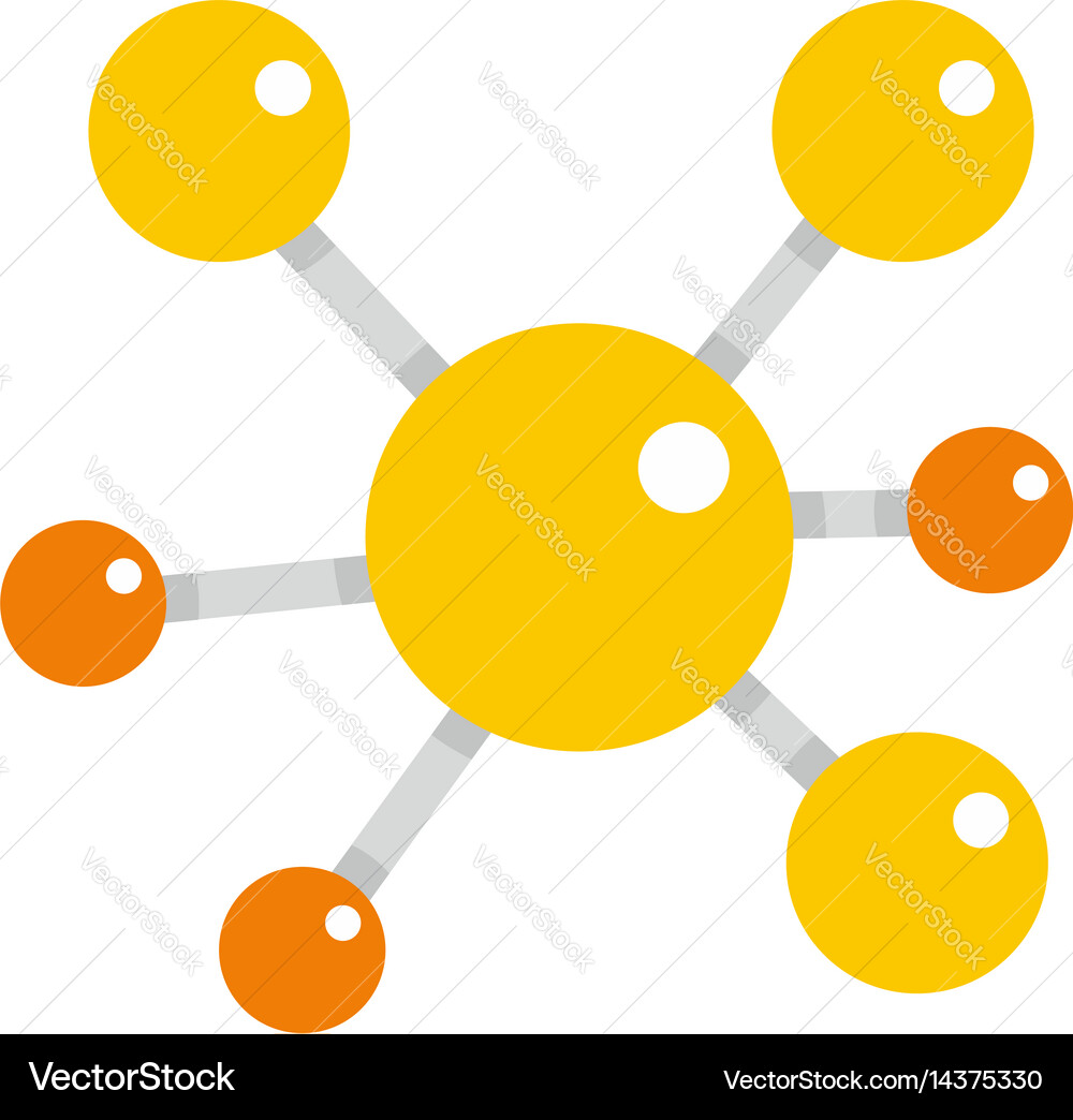 Yellow molecular model icon isolated Royalty Free Vector