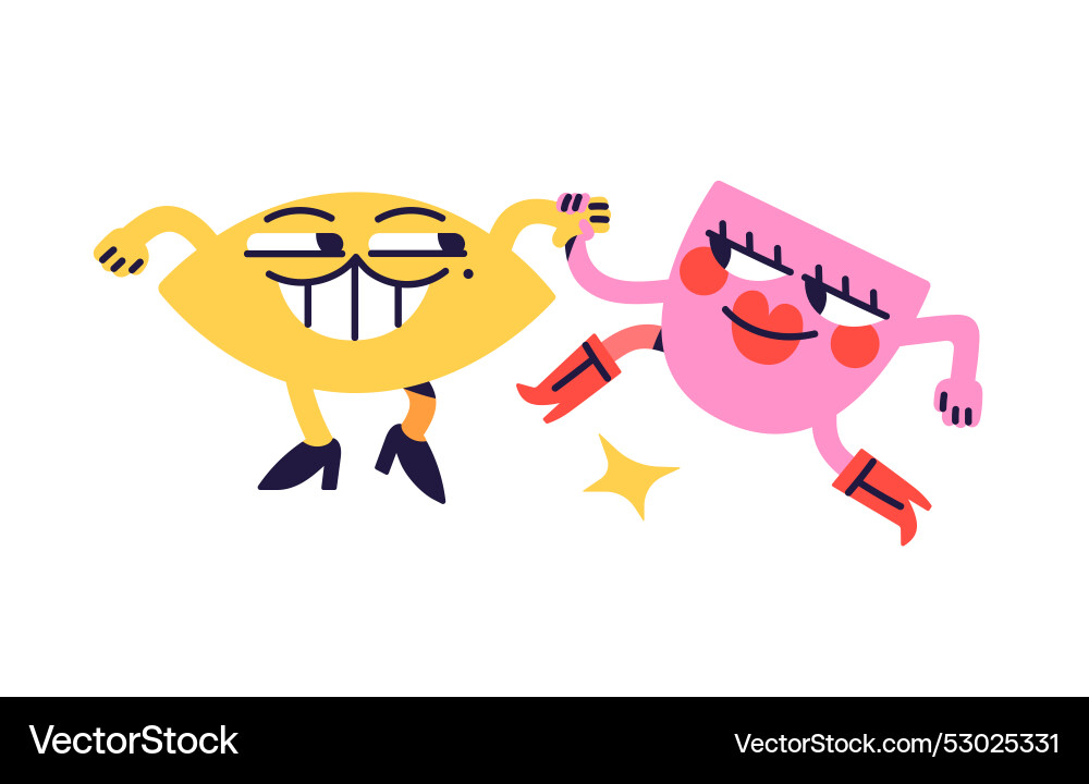 Abstract happy geometric shapes dance with passion