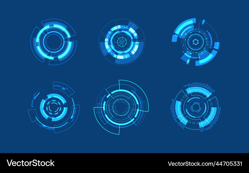 Abstract Technology Circle Set Royalty Free Vector Image