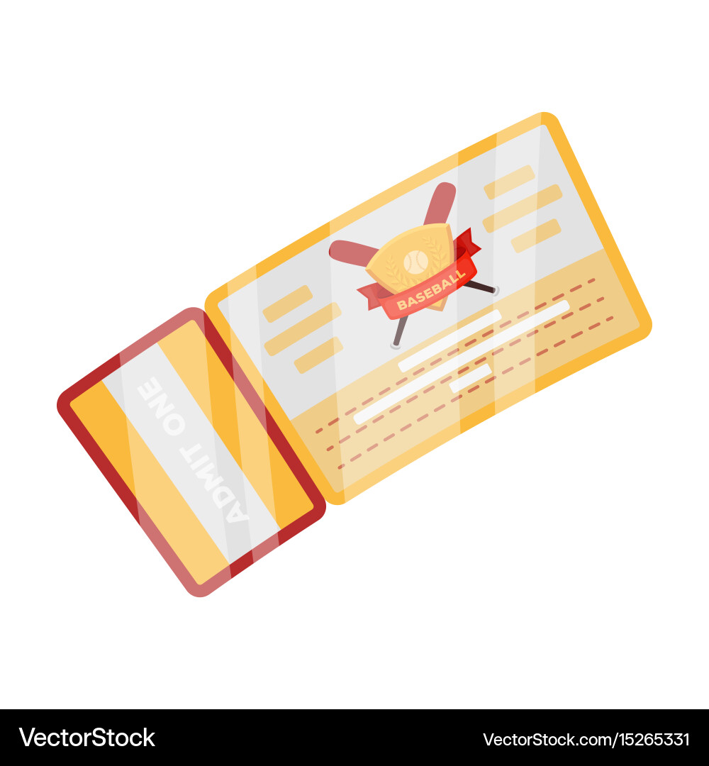 Baseball ticket single icon in cartoon Royalty Free Vector
