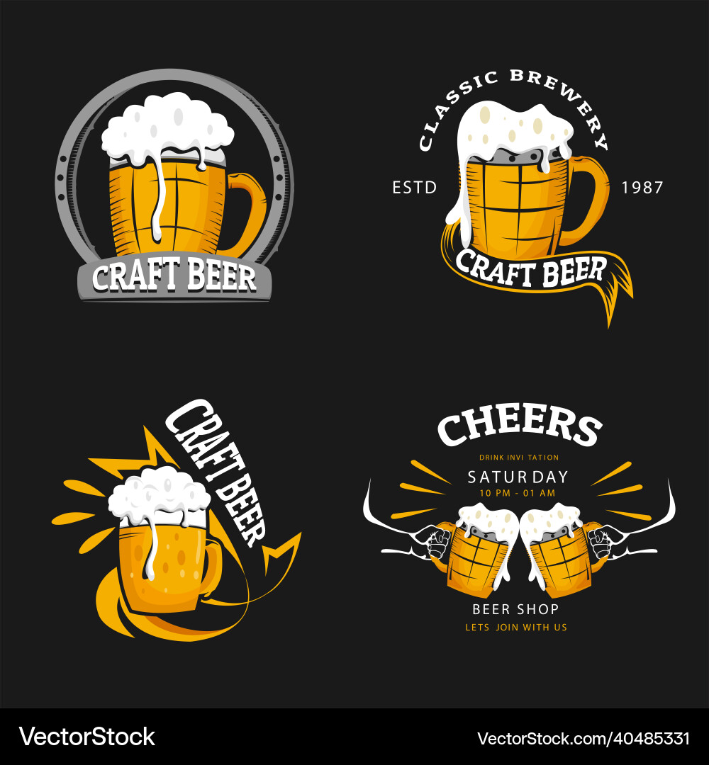 Beer logo collection Royalty Free Vector Image