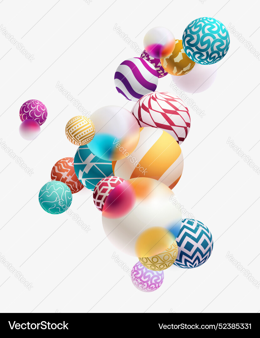 Colored 3d patterned and glass balls abstract Vector Image