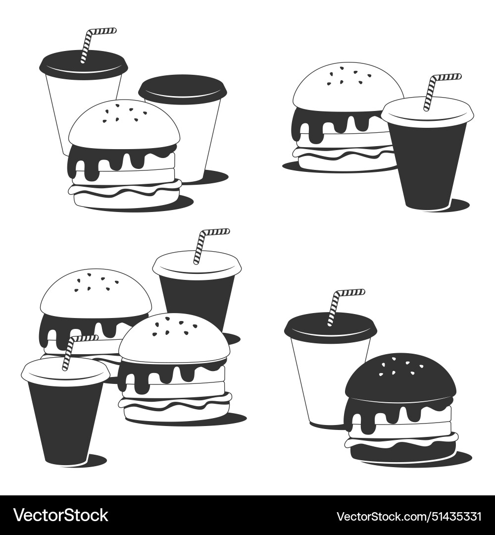 Fast food icons set Royalty Free Vector Image - VectorStock