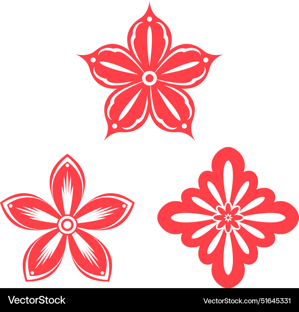 Floral graphics featuring three distinct Vector Image