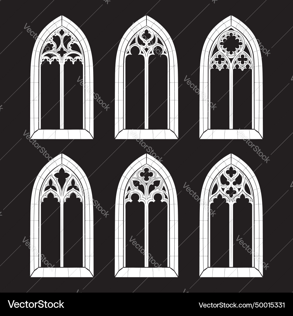 Gothic Window Line Art Royalty Free Vector Image